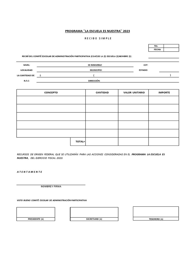 Recibo Simple 2023 | PDF
