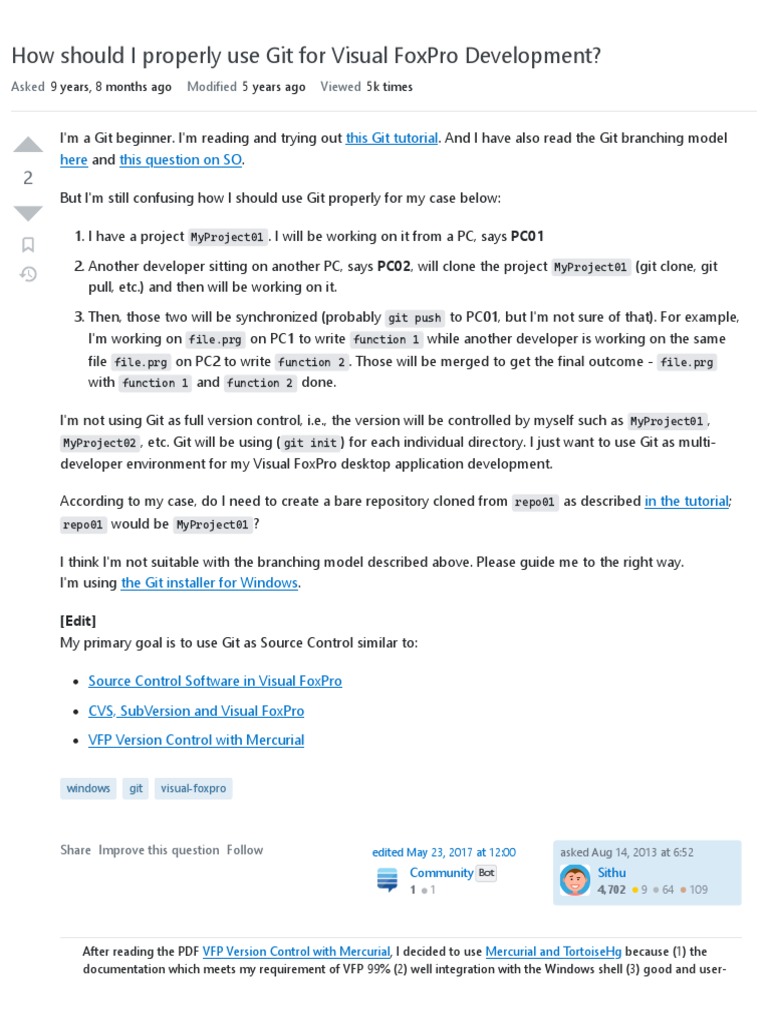 Windows - How Should I Properly Use Git For Visual FoxPro Development - Stack Overflow | PDF ...