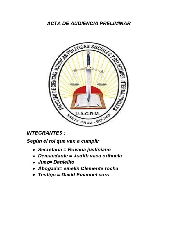 Acta de Audiencia Preliminar | PDF | Derecho