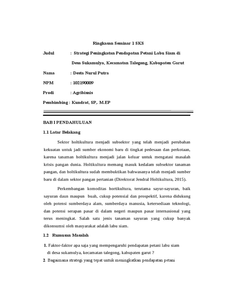 Ringkasan Seminar 1 SKS D.N.P | PDF