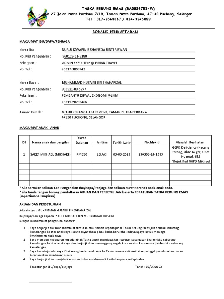 Borang Taska | PDF