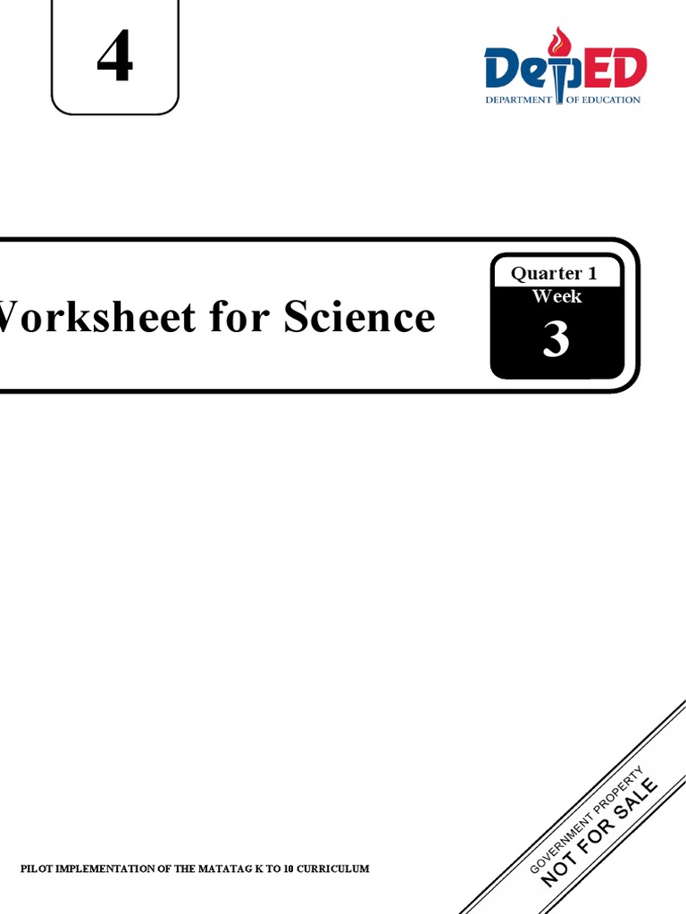 Worksheet Science 4 Week 1 1 | PDF | Telephone | Curriculum