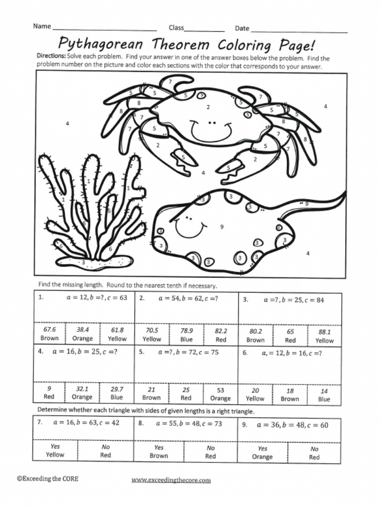 Pythagorean Theorem Coloring Page | PDF