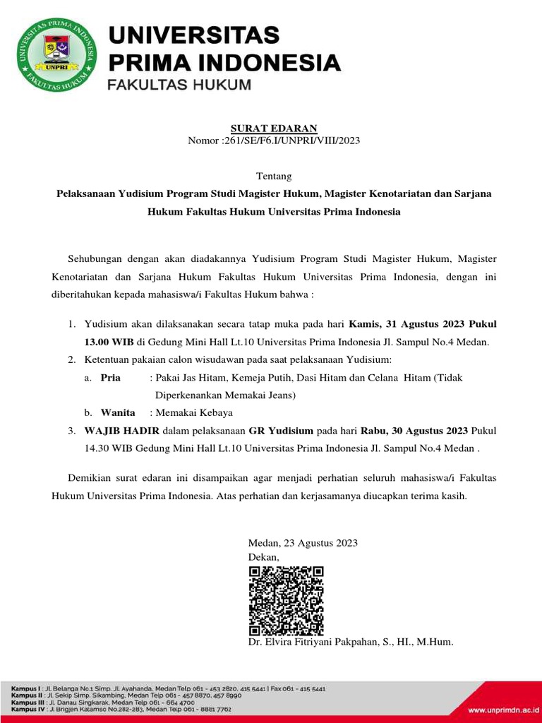 Surat Pelaksanaan Yudisium Fakultas | PDF