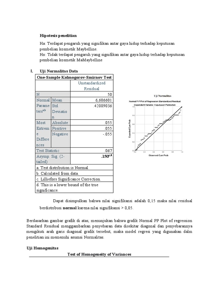 Hasil Normalitas Dan Homogenitas SPSS | PDF