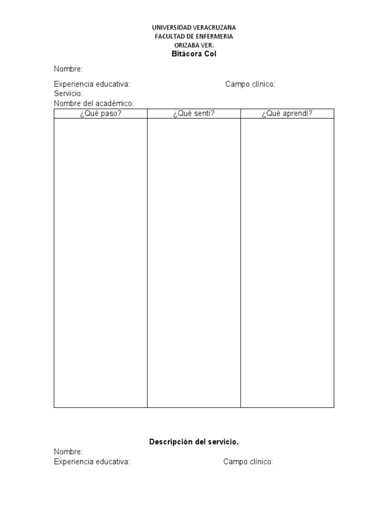 FORMATO DE Bitácora Col | PDF