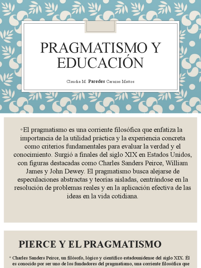 Pragmatismo y Educación | PDF | Pragmatismo | Charles Sanders Peirce