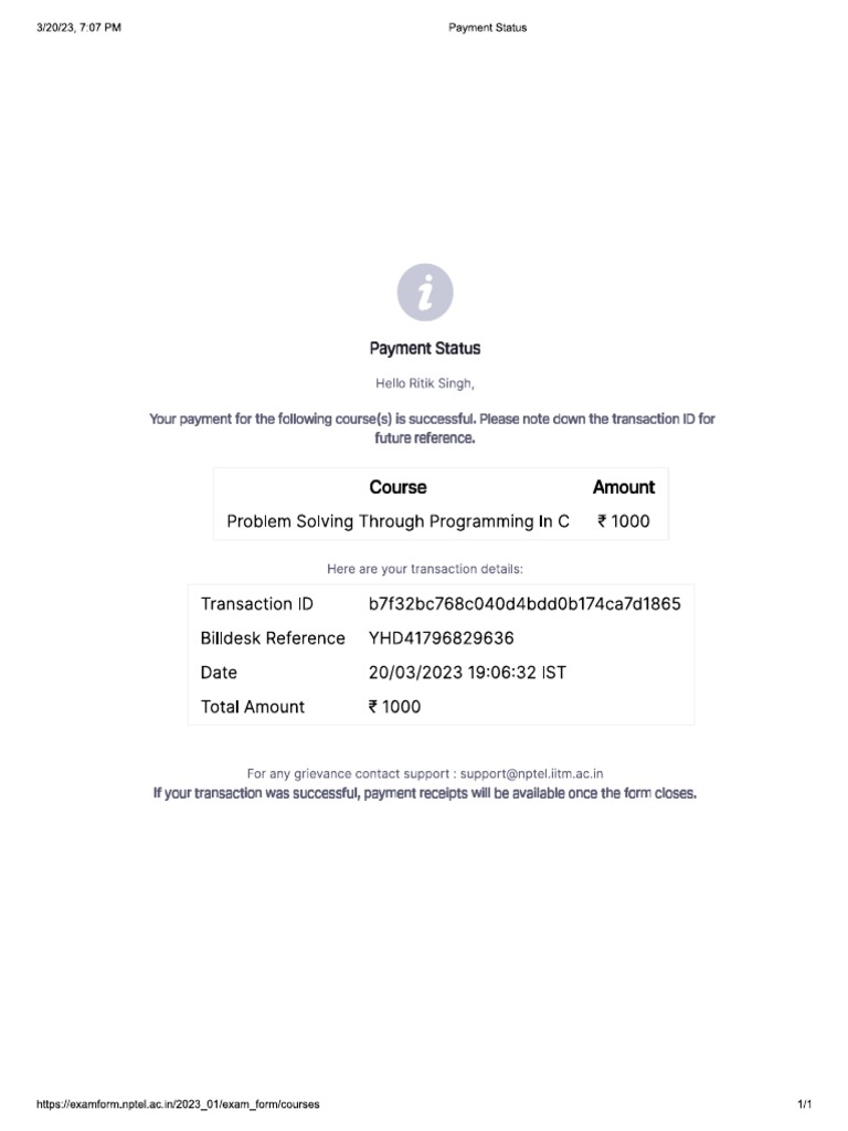 Ritik Payment Receipt | PDF