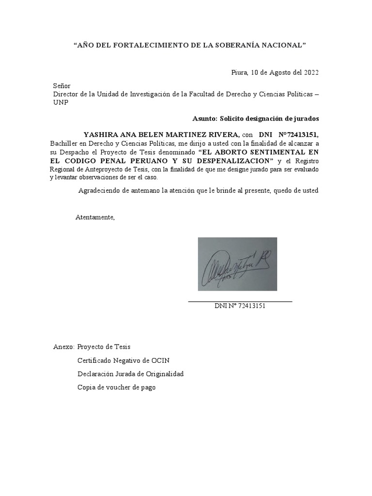 Solicito Designacion de Jurado Yashira Ana Belen Martinez Rivera | PDF | Política