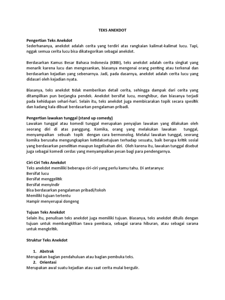 Memahami Teks Anekdot | PDF