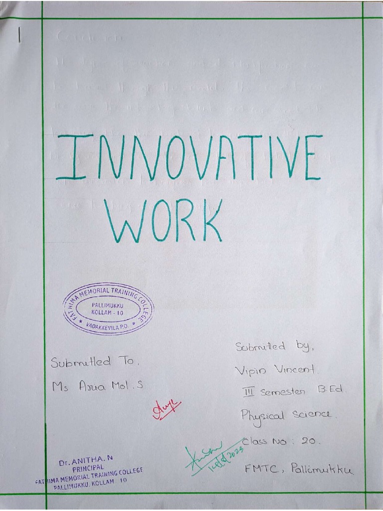 Innovative Work Report | PDF