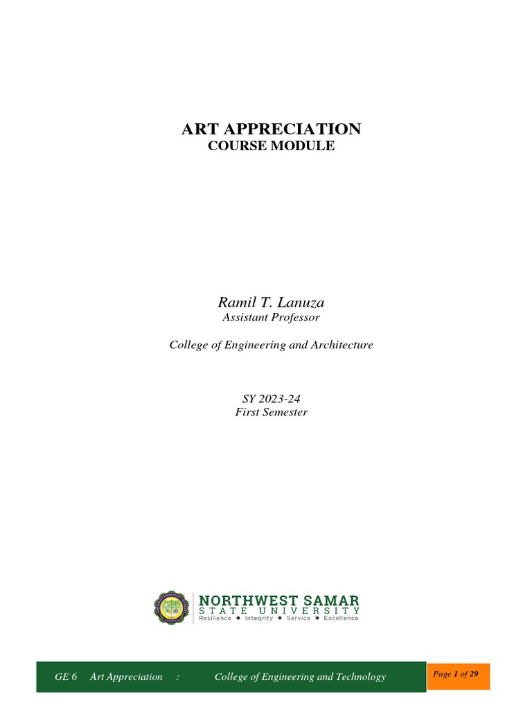 MODULE-Arts Appreciation - First Sem - SY2023-24 | PDF