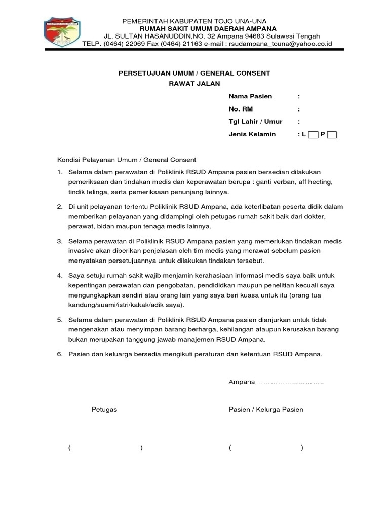 Form General Consent Rawat Jalan | PDF