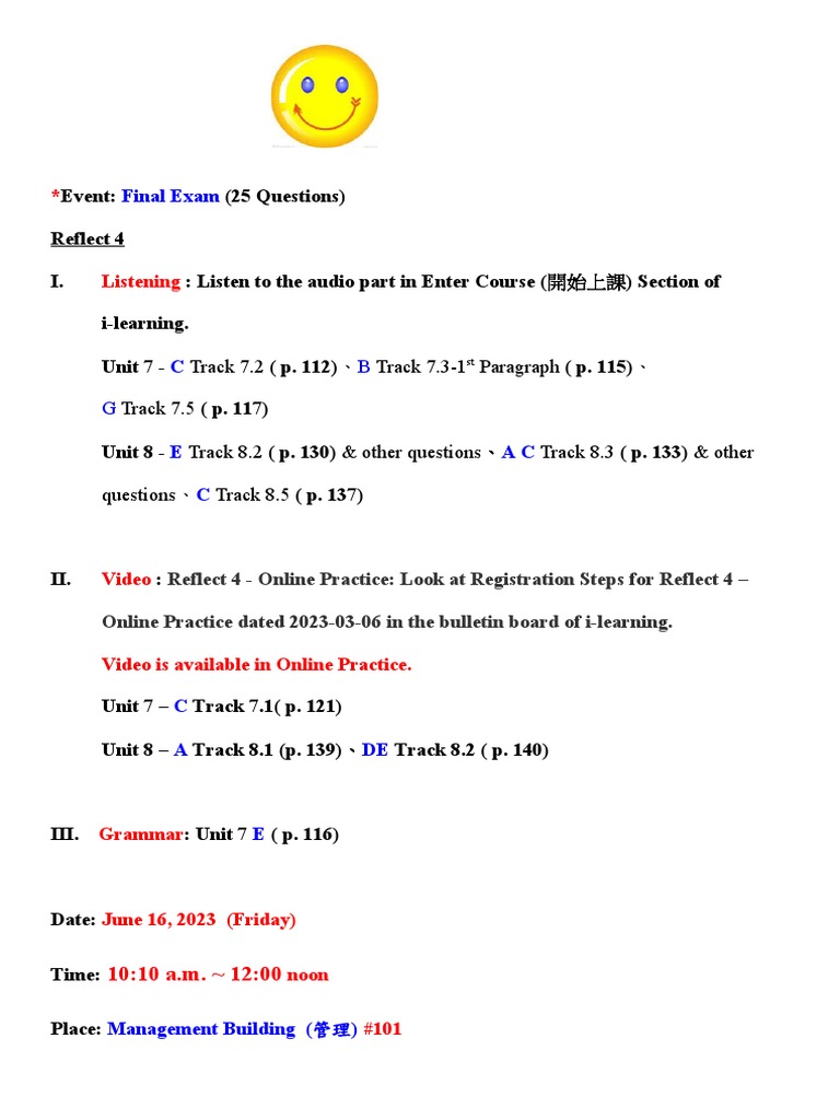 111-2 Final Exam Announcement - CH1c | PDF | Technology & Engineering
