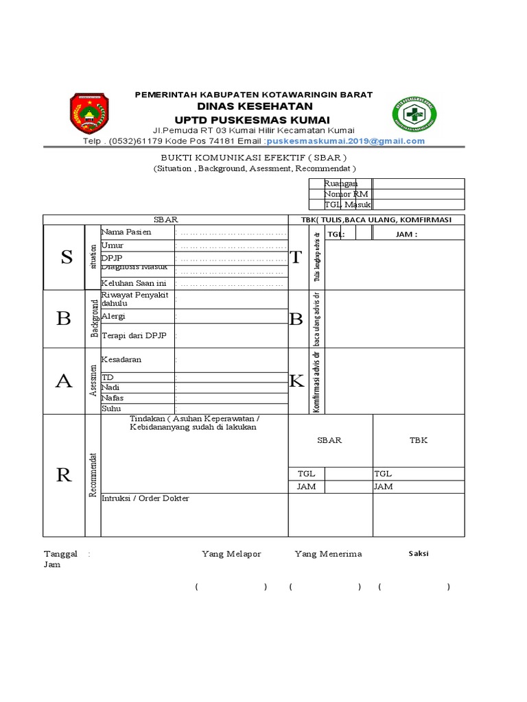 7.3.1 Sbar Serah Terima PASIEN RUJUKAN OK | PDF