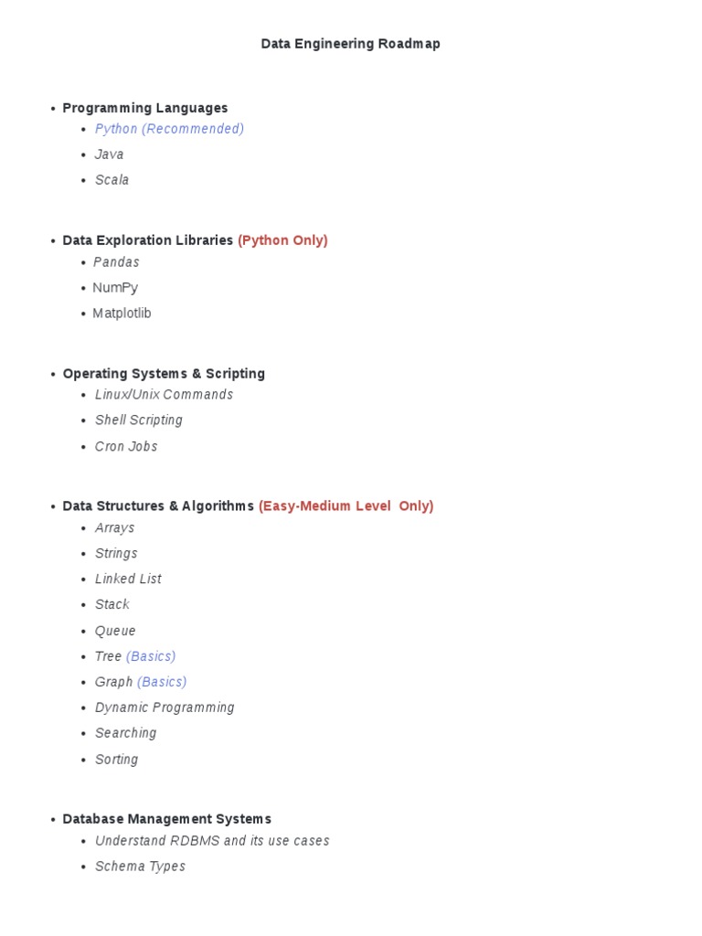 Data Engineering Roadmap uYdSPm5q | PDF | Apache Spark | Apache Hadoop