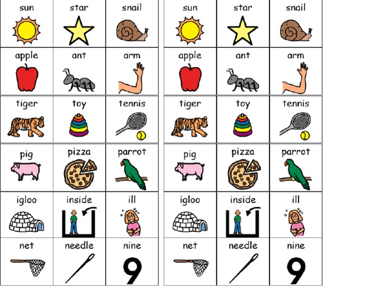SATPIN sort picture sheet phonics | PDF