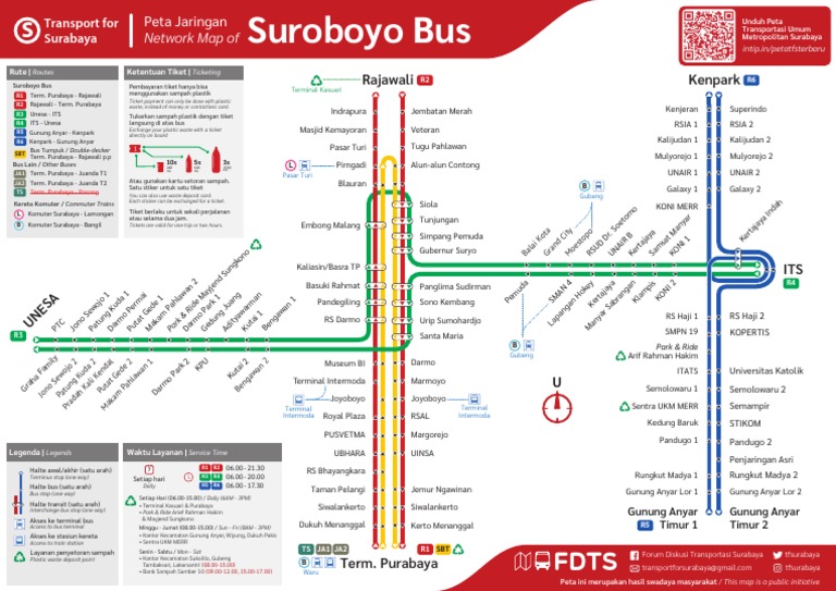 Fully Map Red Bus in Surabaya | PDF | Road Transport | Bus