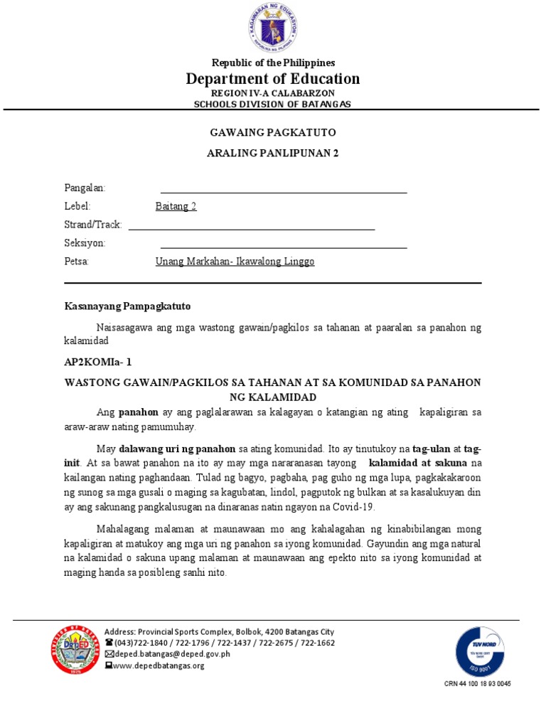 Hazel Ann Cabral Gawaing Pagkatuto Ap2 WK8 | PDF