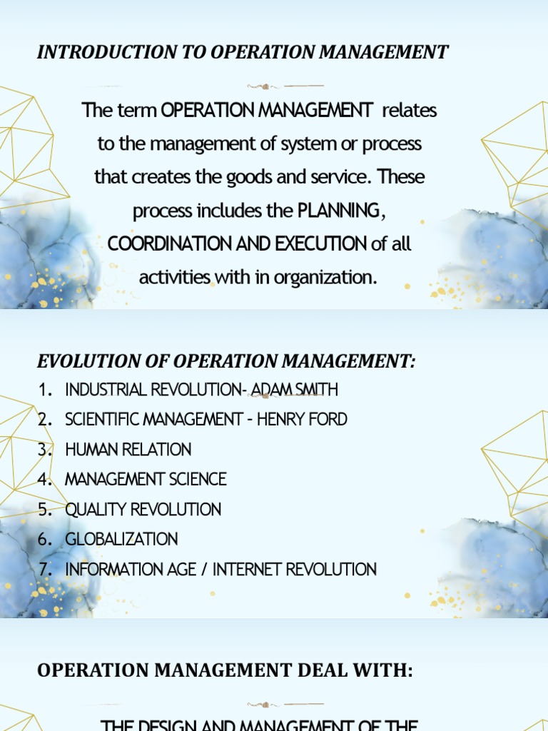 Lesson 1 Introduction of Operation Management | PDF | Operations ...