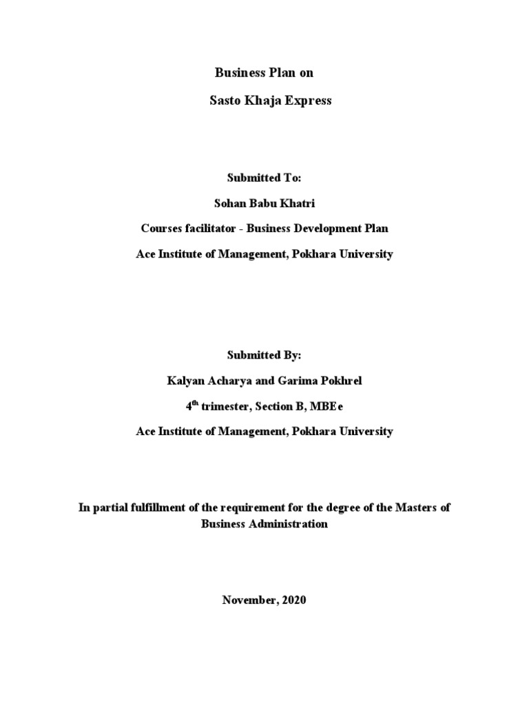 Sasto Khaja Express Final BDP | PDF | Marketing | Strategic Management