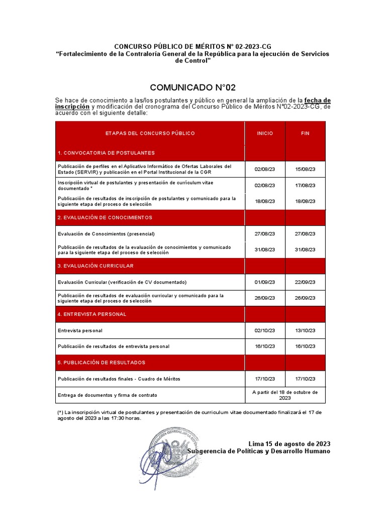 CPM 02 2023 Comunicado 02 | PDF | Plan de estudios