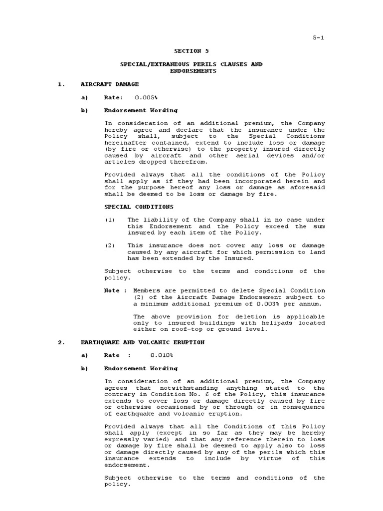 Section 5 - SPECIAL PERILS | PDF | Insurance | Tropical Cyclones