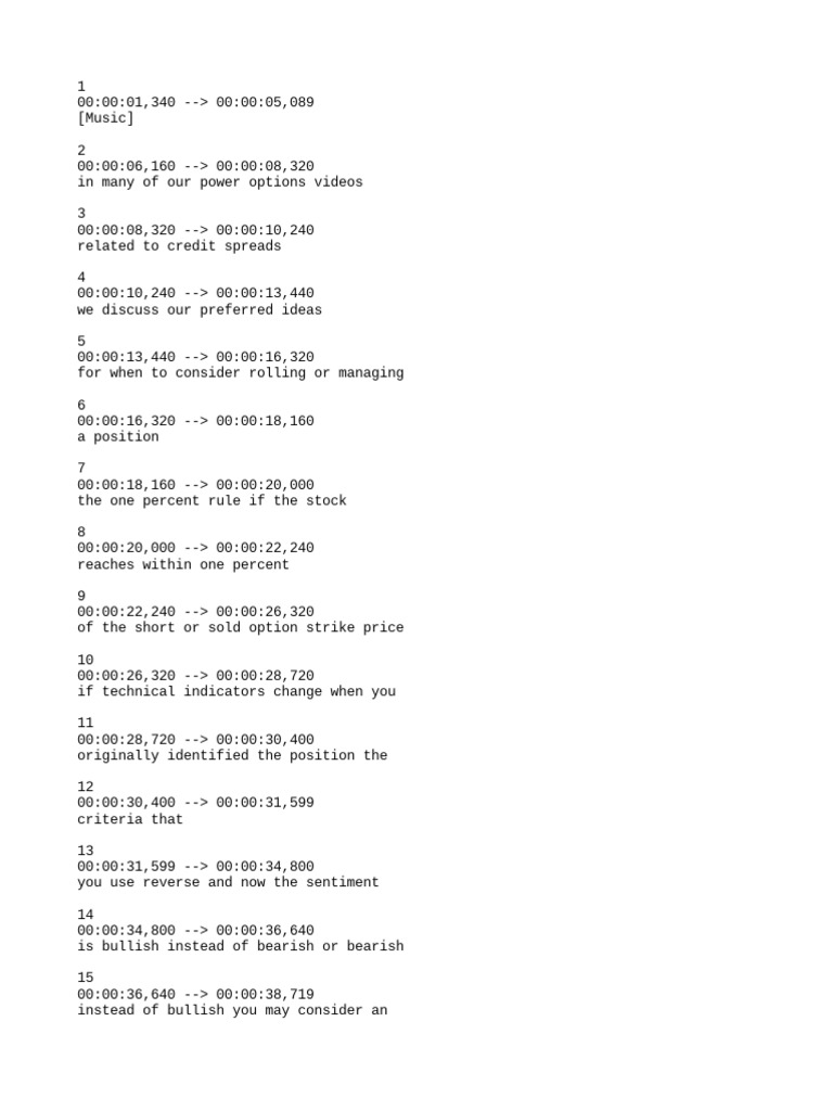 Poweroptions - (Credit Spreads - Clarifying Suggested Stops | PDF