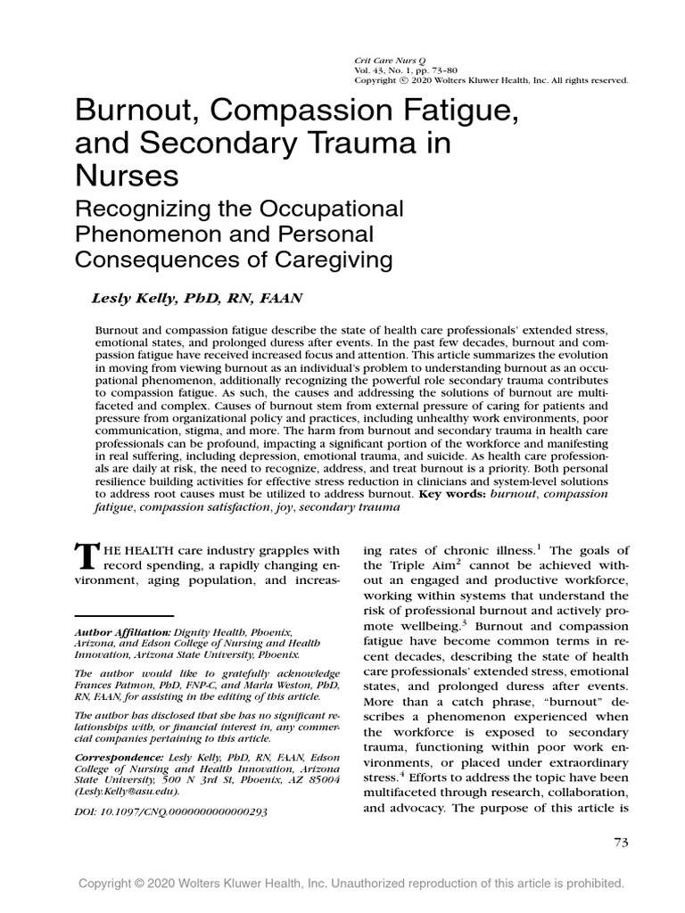 Burnout, Compassion Fatigue | PDF | Occupational Burnout | Nursing
