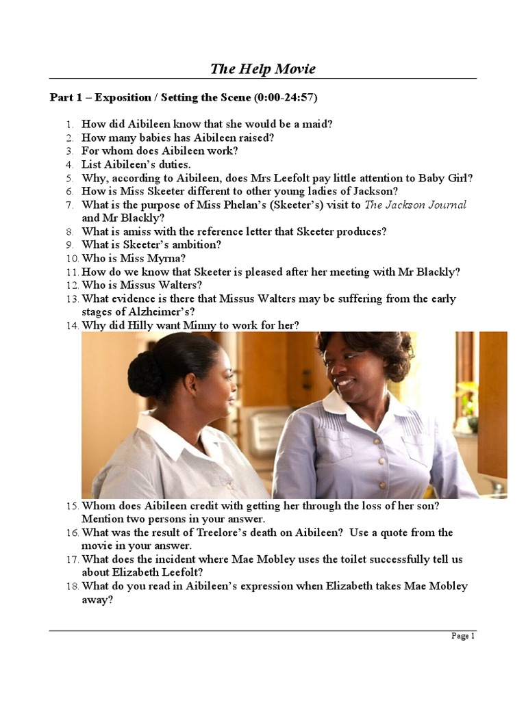 姐妹 (The Help) 電影學習單 | PDF