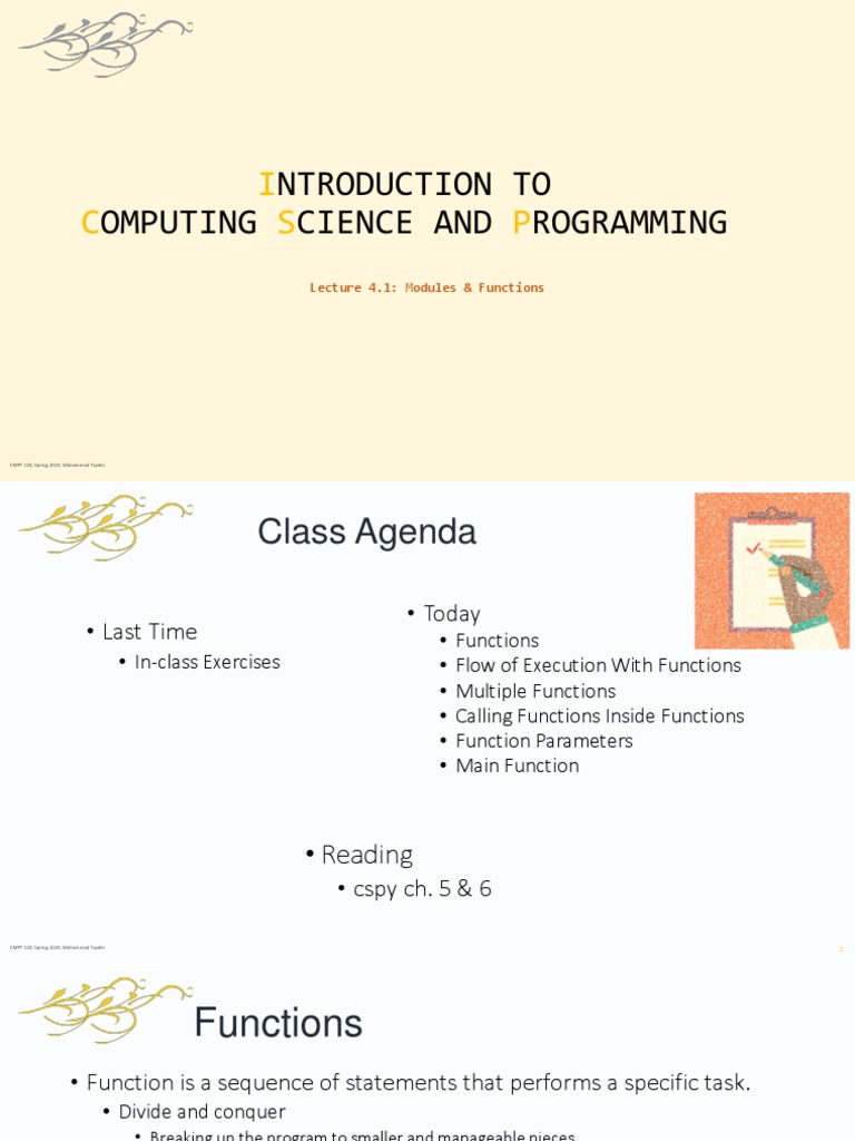 SFU CMPT120 Lecture 4.1-After-Large | PDF | Parameter (Computer Programming) | Computer Program