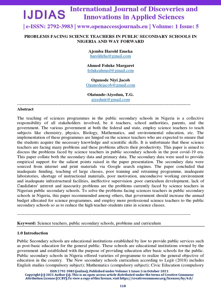 Problems Facing Science Teachers in Publ | PDF | Teachers | Science ...