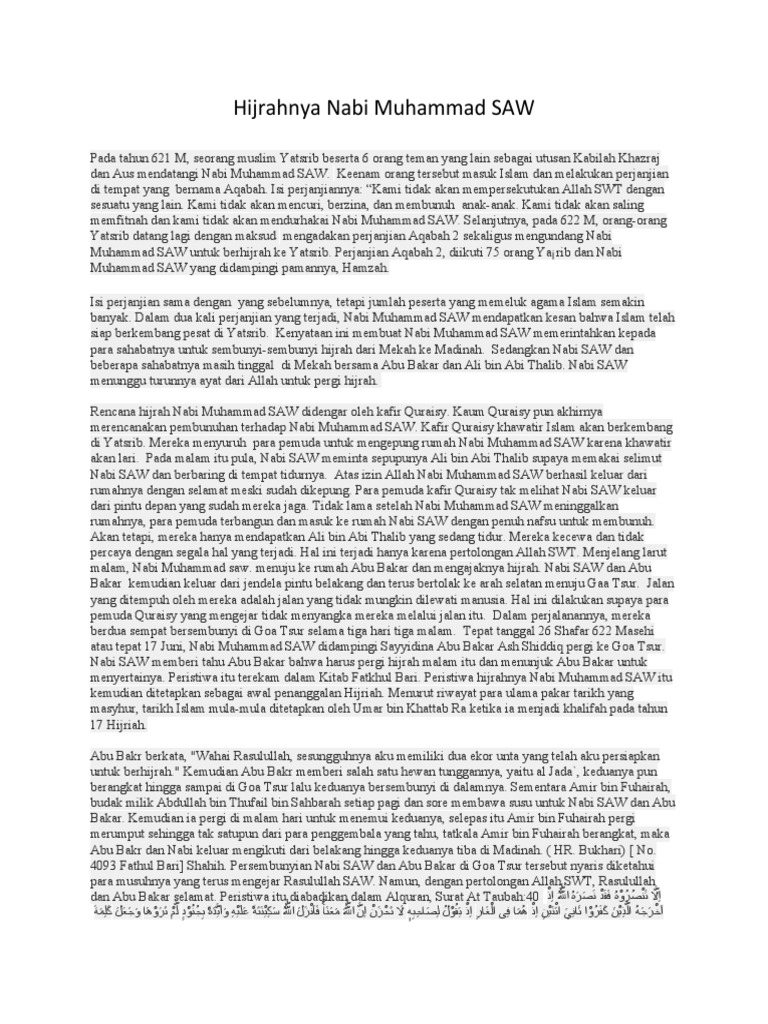 Hijrahnya Nabi Muhammad SAW For Kai | PDF