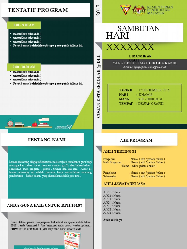 Buku Program Template Bebas v3 (Cikgugrafikdotcom) | PDF