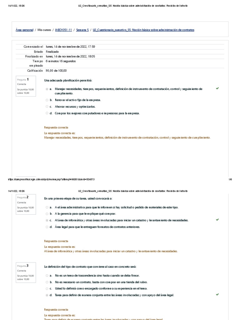 U2 - Cuestionario - Sumativo - S5 - Noción Básica Sobre Administración de Contratos - Revisión ...