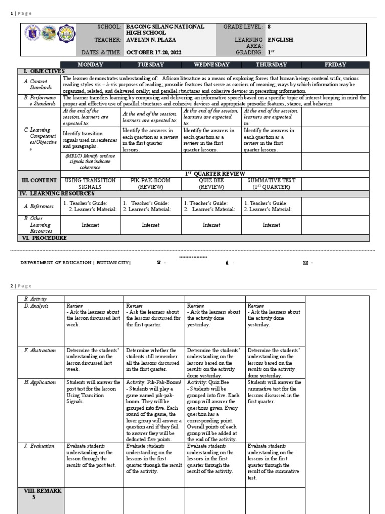 English 8 9TH Week | PDF | Learning | Human Communication