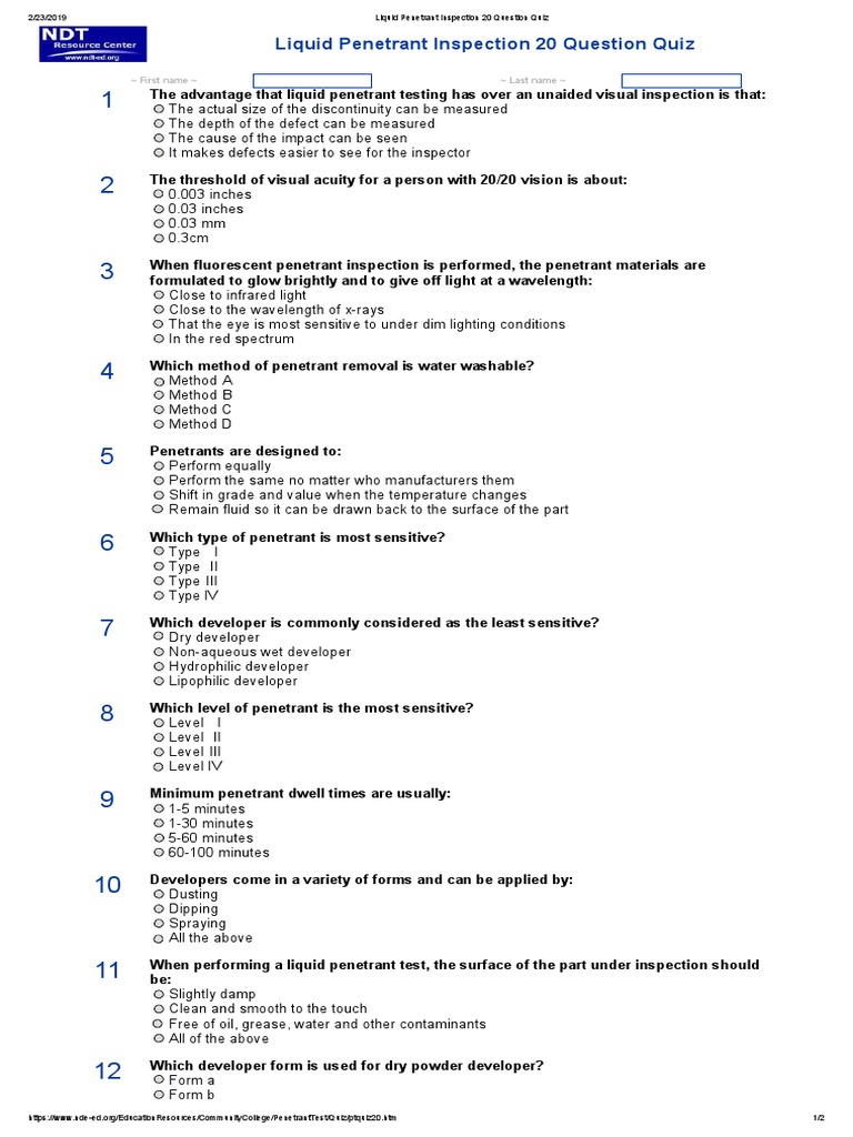 LP Quiz 40 Questions | PDF