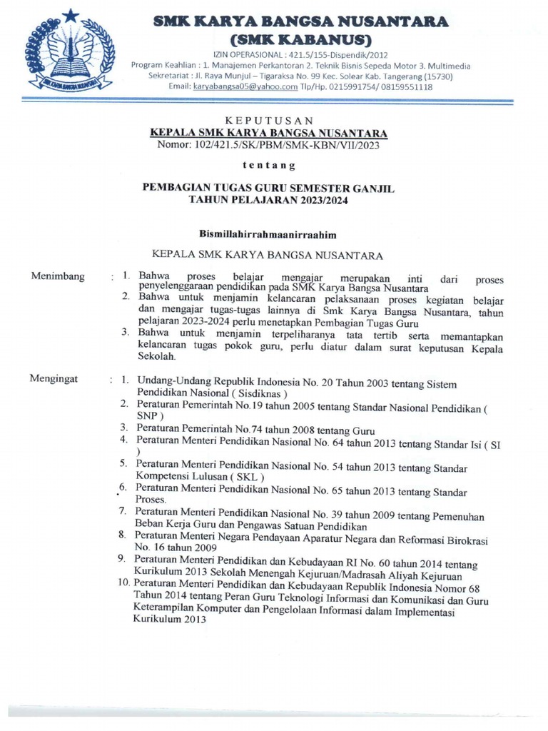 SKBM SMK KABANUS 2023 2024 Ganjil | PDF