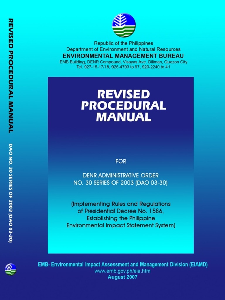 Revised Procedural Manual - DAO 2003-30 | PDF | Environmental Impact ...