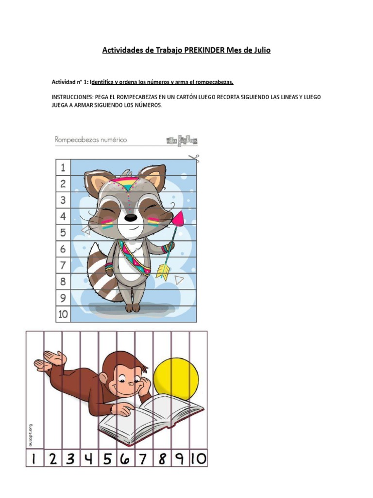 Actividades Pre-Kinder Julio Semanas 1°y 2° | PDF