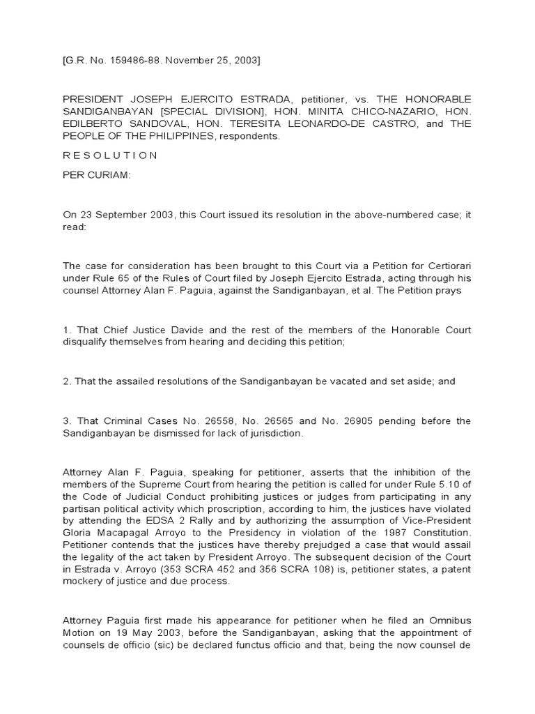 Estrada Vs Sandiganbayan | PDF | Judge | Judiciaries