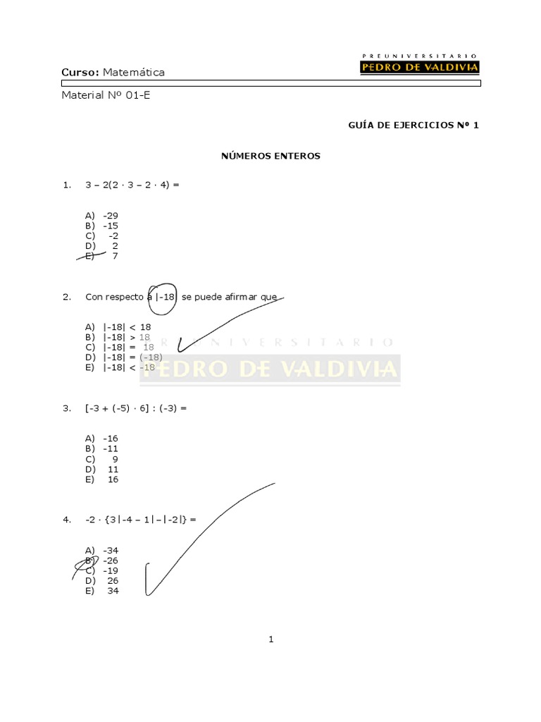 Ejercicios Números Enteros Pdf Número Primo Matemática Elemental