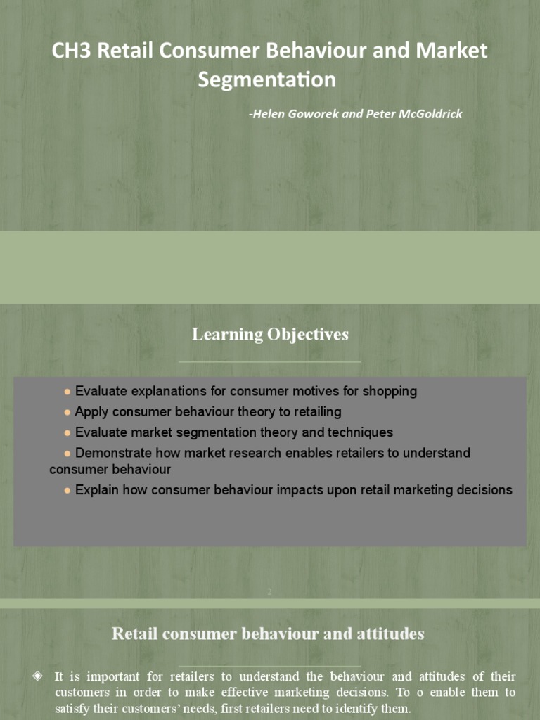 CH3 Retail Consumer Behaviour and Market Segmentation | PDF | Consumer ...