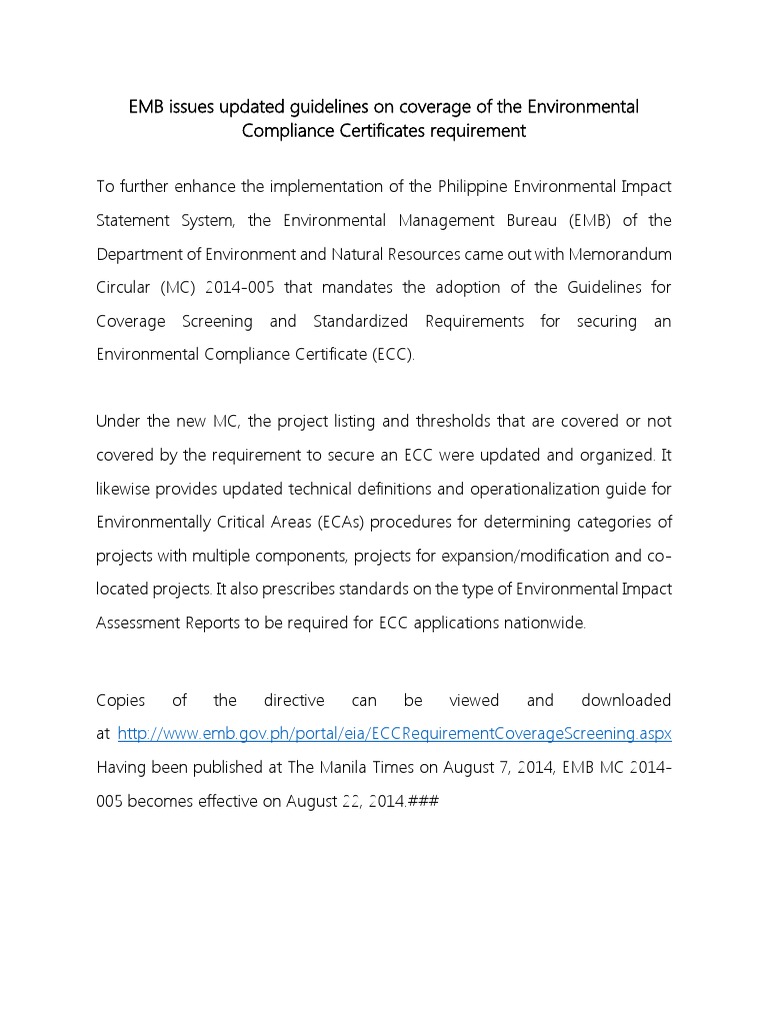 EMB Issues Updated Guidelines 1 | PDF