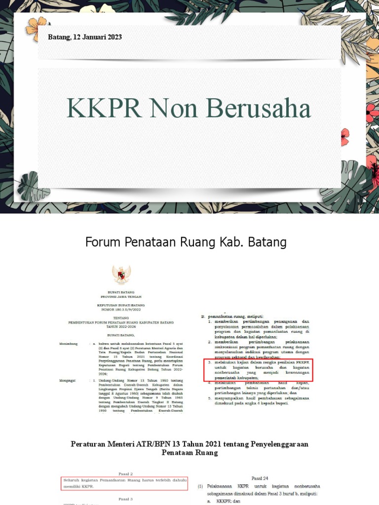 KKPR Non Berusaha 12 Januari 2023 | PDF