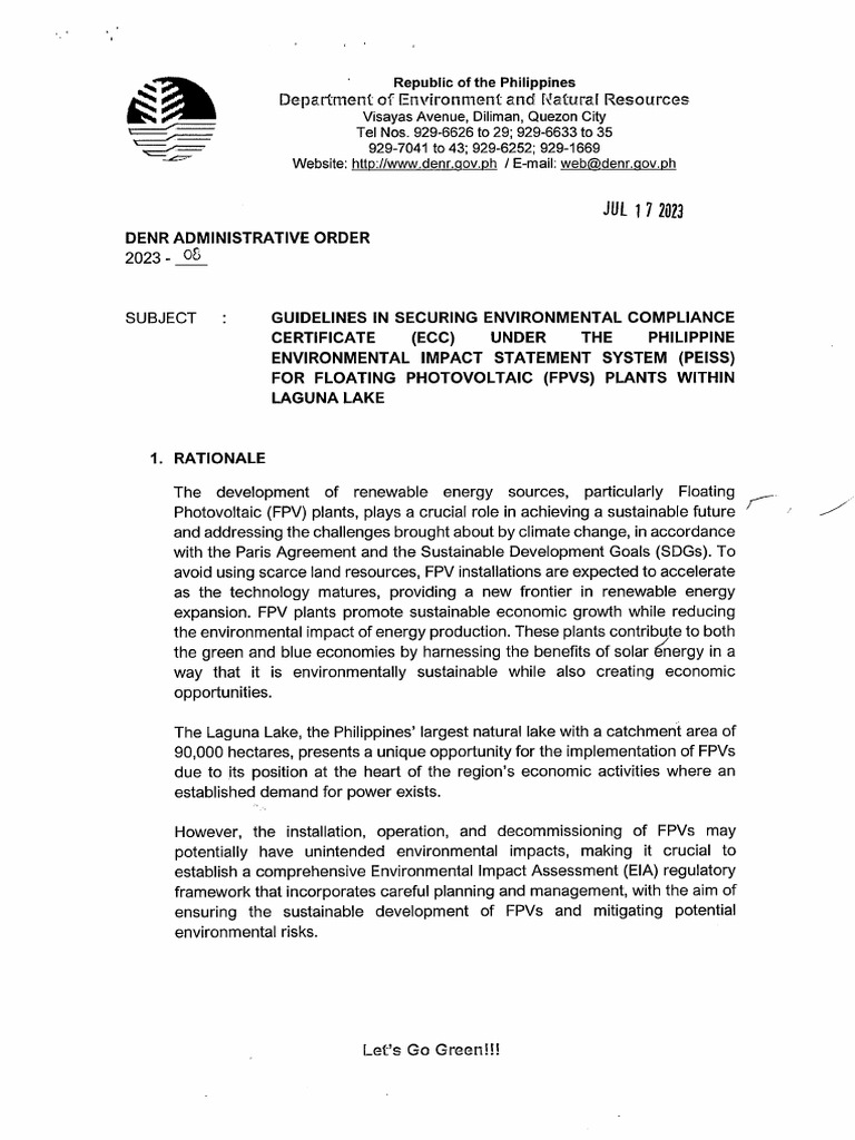 Dao-2023-08 Guidelines in Securing Environmental Compliance Certificate ...