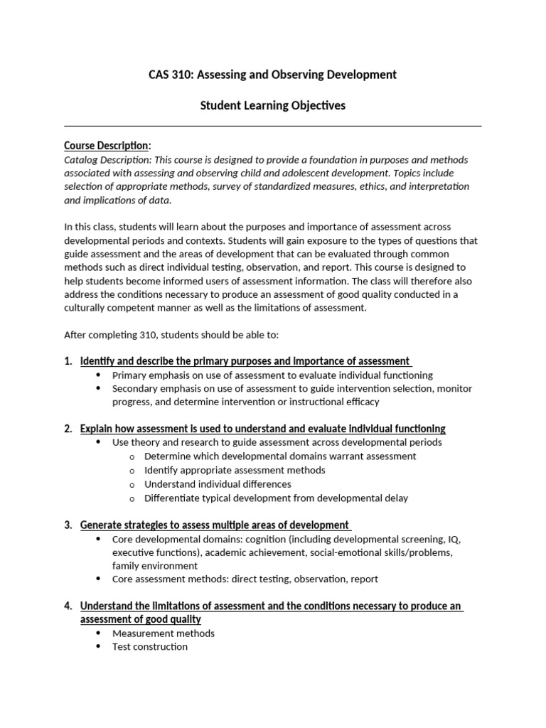 CAS 310 Learning Objectives | PDF