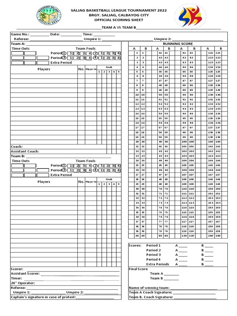 Scoring Sheet SK | PDF | Referee | Sports