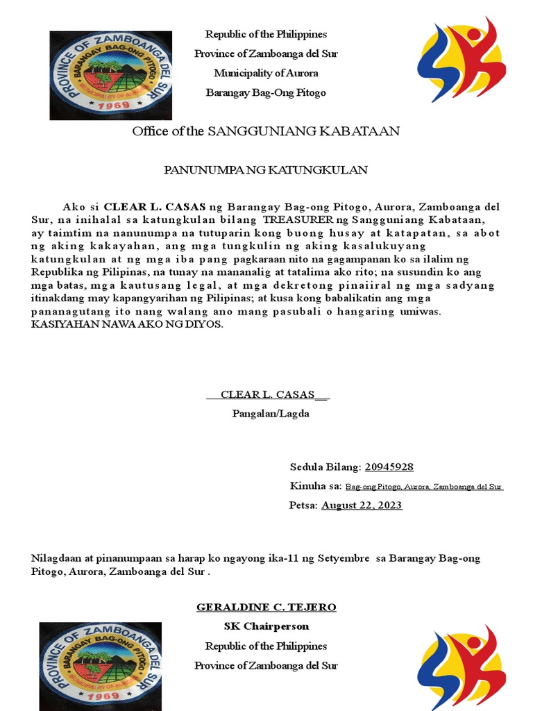 APPOINTMENT For SK Treas. and Sec. | PDF