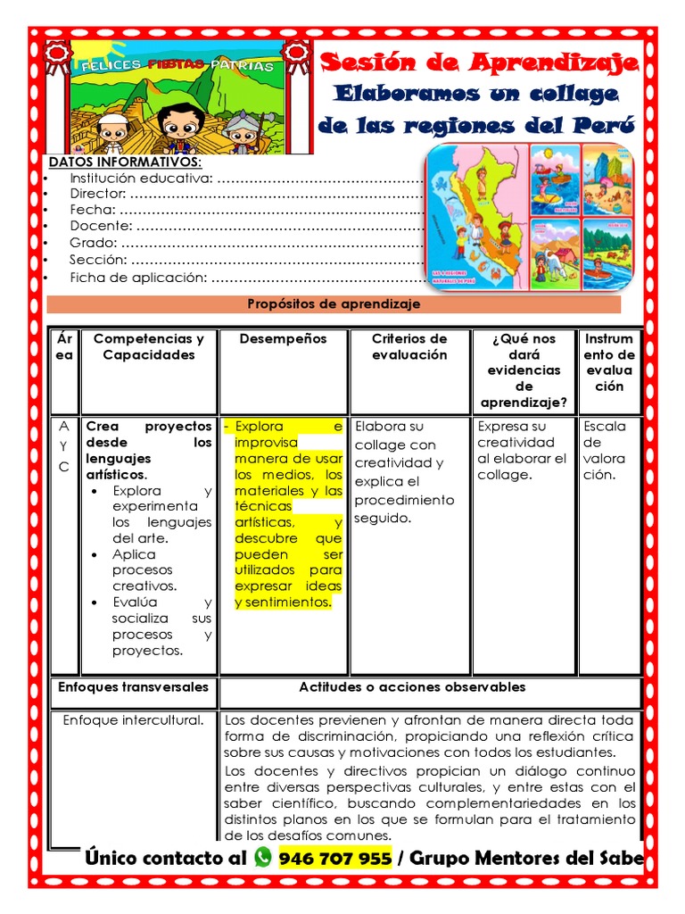 2° Sesión Día 5 Art Elaboramos Un Collage de Las Regiones Del Perú ...